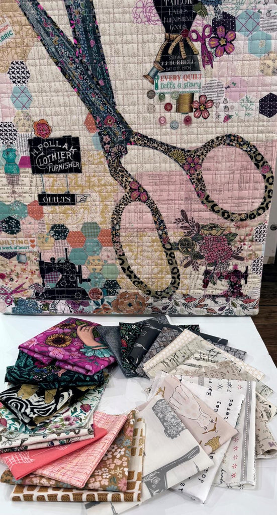 Sewing Scissors Collage Fabric Kit – Thimbles Quilts